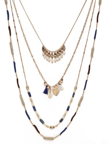 Hand Wrapped Four Chain Cord Natural Shell Drop Necklace Fro Girls And ...