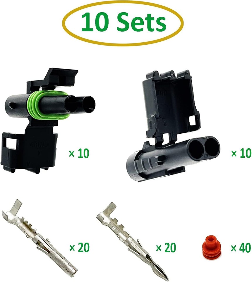 10 Kits 2 Pin Connector Weather Pack Connectors Kit Waterproof ...