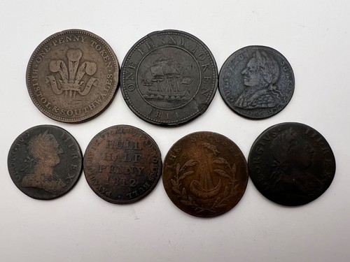 Mixed Lot x7 Copper Conder Tokens, Hull, Bristol, Evasion Pieces etc ...