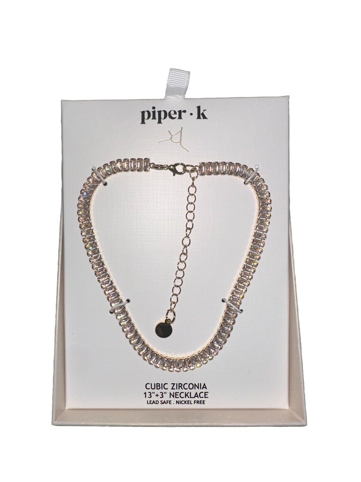 Piper K Gold Tone Plated Cubic Zirconia Diamond Baguettes Style Tennis ...