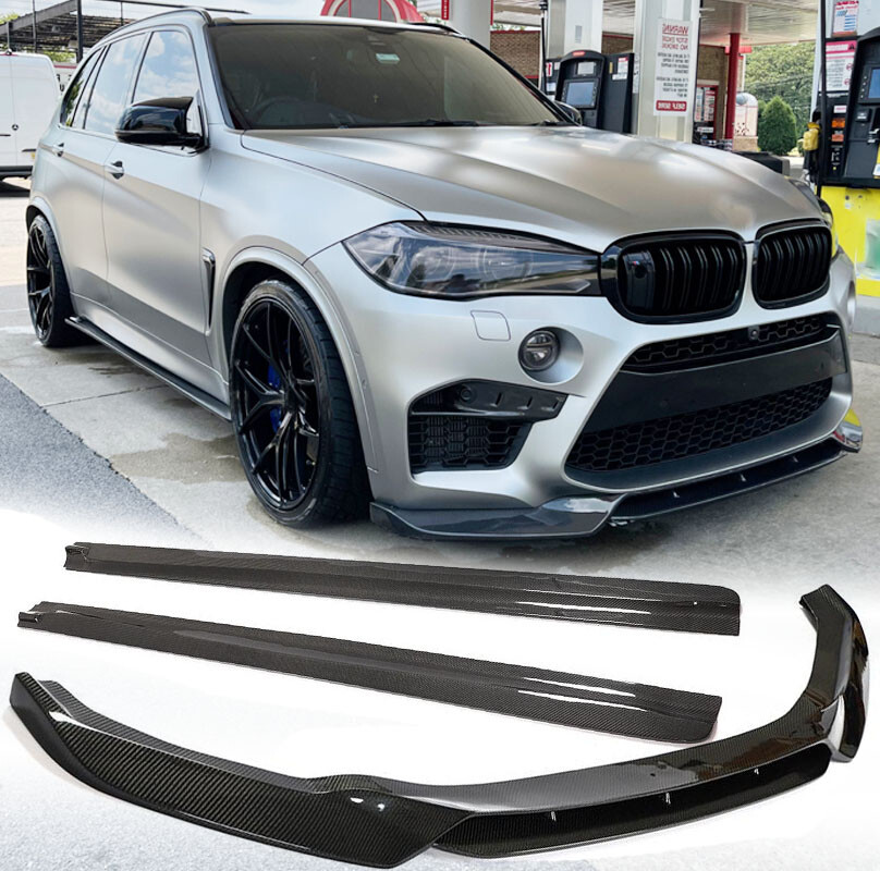 Fits BMW F85 X5M F86 X6M 2014-18 REAL CARBON Front Bumper Lip Side ...