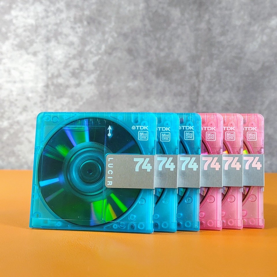 Set of 6 TDK Lucir Pink & Blue Mix Mini Discs, 74 Minutes Each w/ Slip ...
