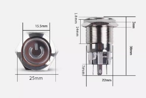 22mm 120V LED ON OFF Stainless Steel Push Button Power Switch NO/NC | eBay