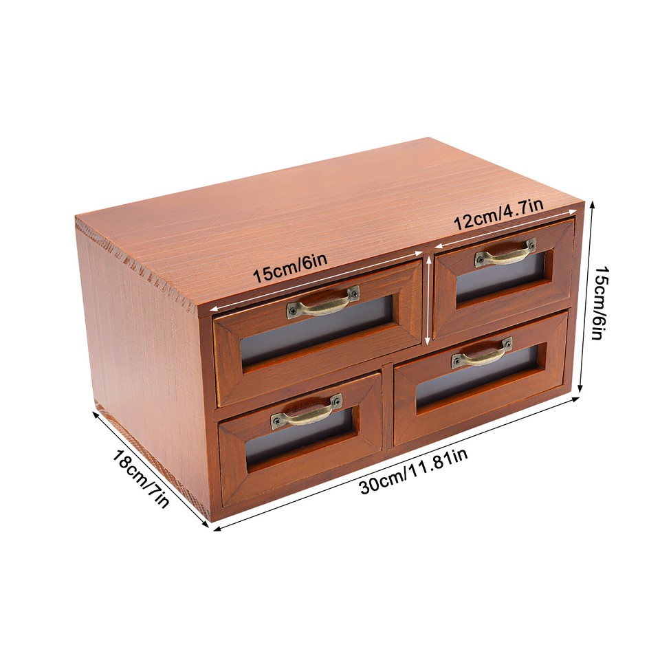 Desk Organizer with Drawers Wooden Desktop Storage Cabinet Storage Box ...