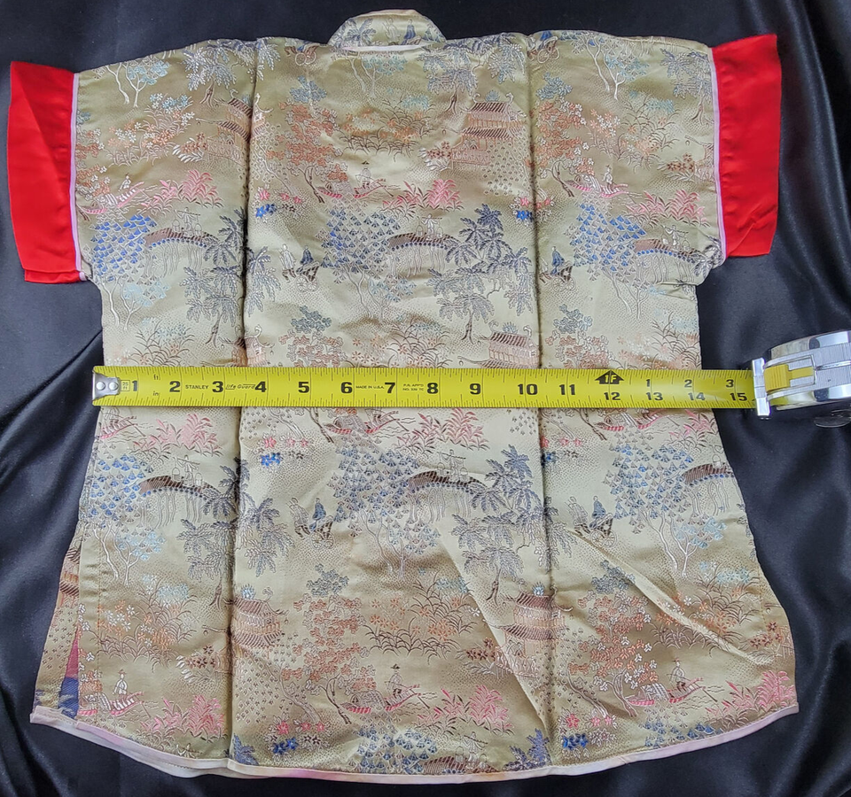 Asian Chinese Childs Formal Silk Shirt Top Flower Village Scene See ...