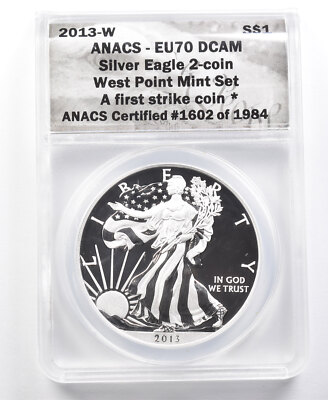 2013-W American Silver Eagle West Point Mint Set 1st Strike EU70 ANACS ...