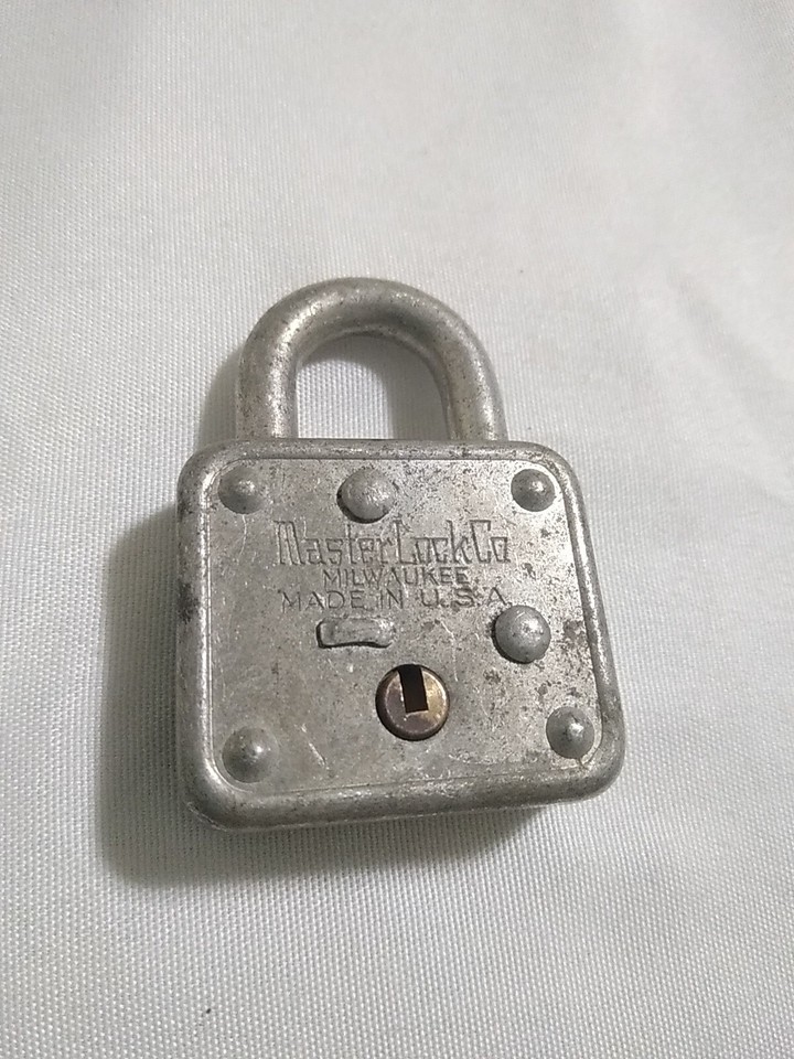 ANTIQUE VTG Small RARE MASTER 44 PAD LOCK 5-R Silver PadLock No Keys U ...
