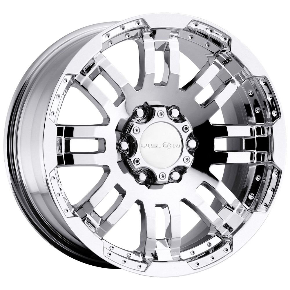 (Set of 4) Vision 375 Warrior 18x8.5 8x6.5" +18mm Chrome Wheels Rims 18 ...