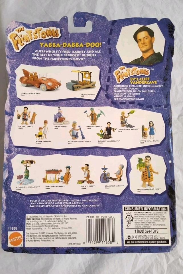 1993 MATTEL THE FLINTSTONES EVIL CLIFF VANDERCAVE ACTION FIGURE | eBay