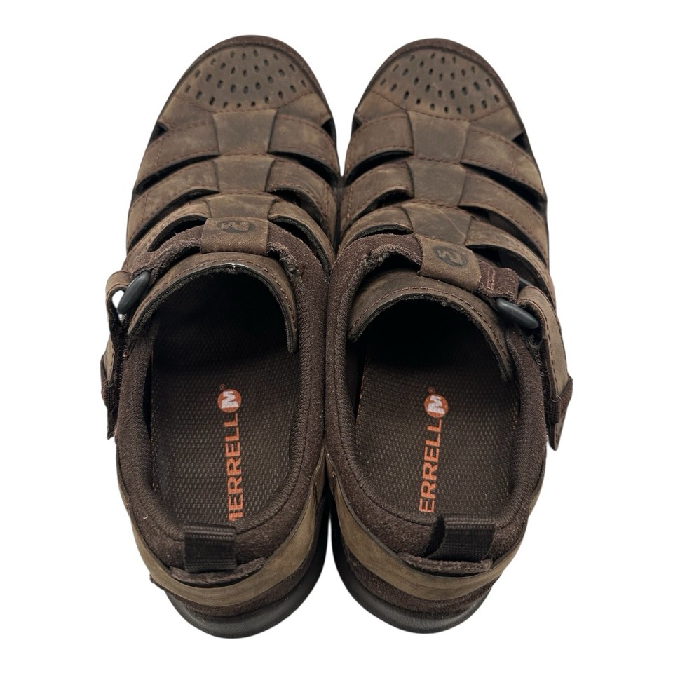 Merrell Fisherman Sandals Mens Sz 9 Brown Leather Telluride Wrap Clay ...