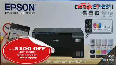 Epson EcoTank ET-2811 Wireless A4 3-in-1 Multifunction Printer ET2811 w ...