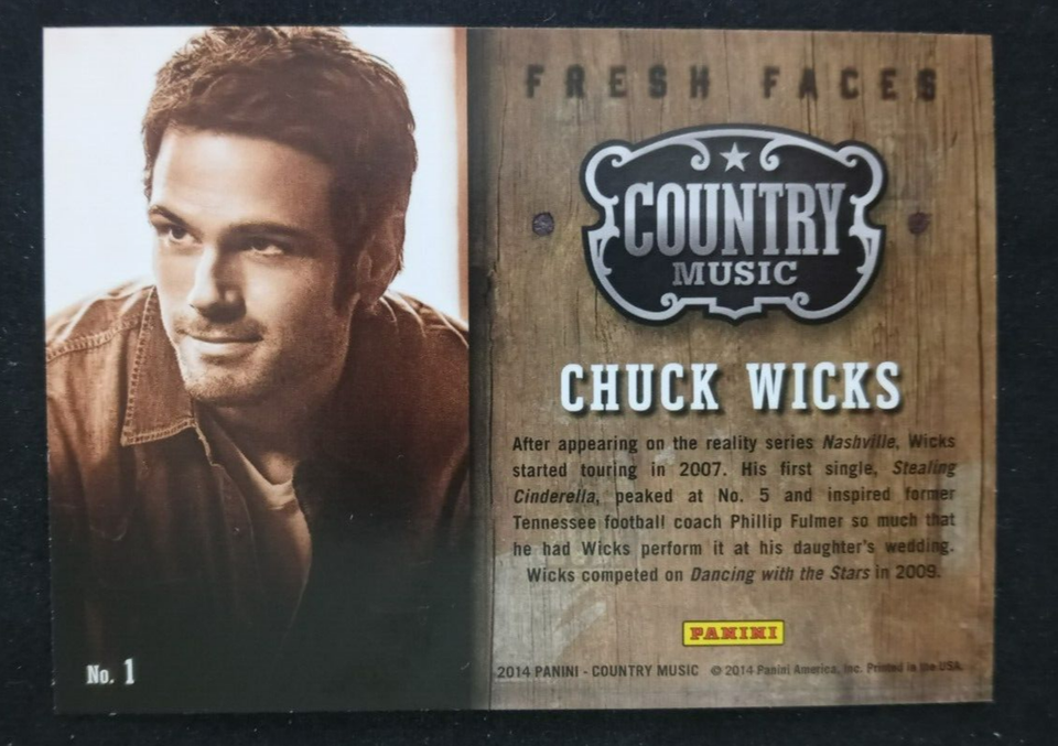 2014 Panini Country Music Fresh Faces Card Chuck Wicks #1 | eBay