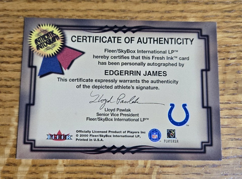 2000 Fleer Autographics Edgerrin James Auto Autograph /250 Colts | eBay