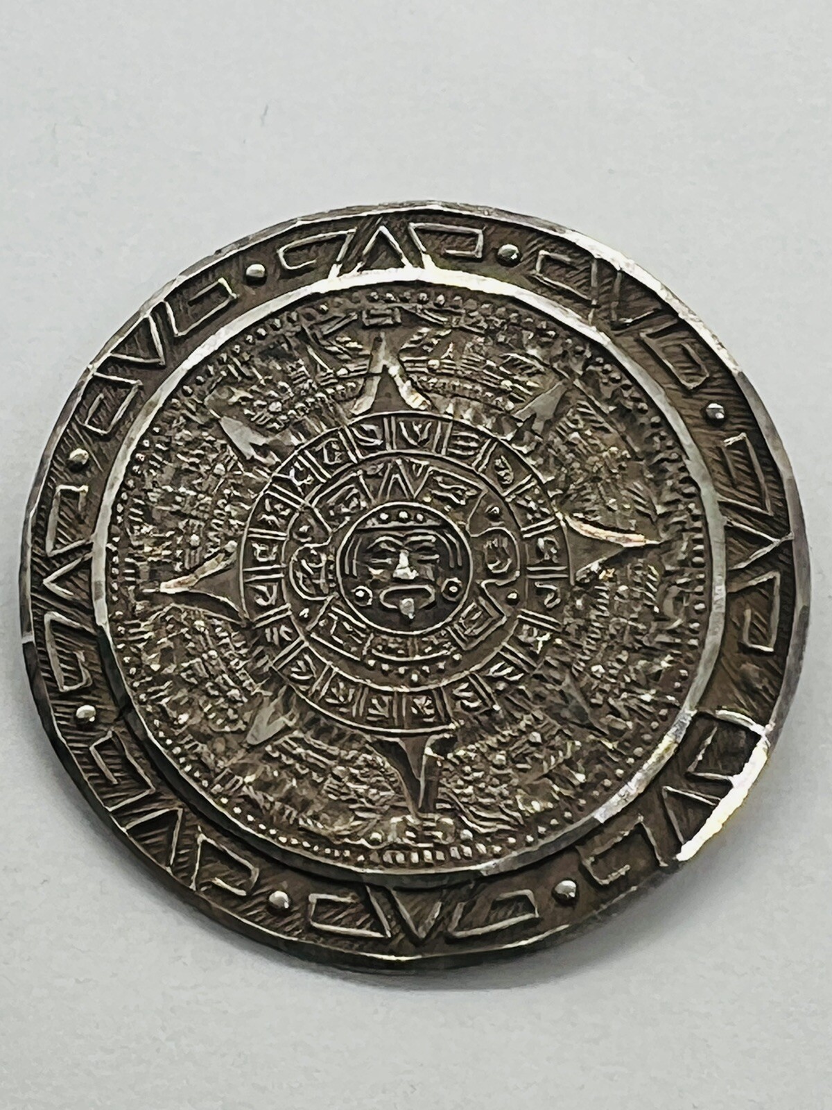 925 Sterling Silver Aztec Mayan Calendar Pendant/Brooch Medal Mexico | eBay