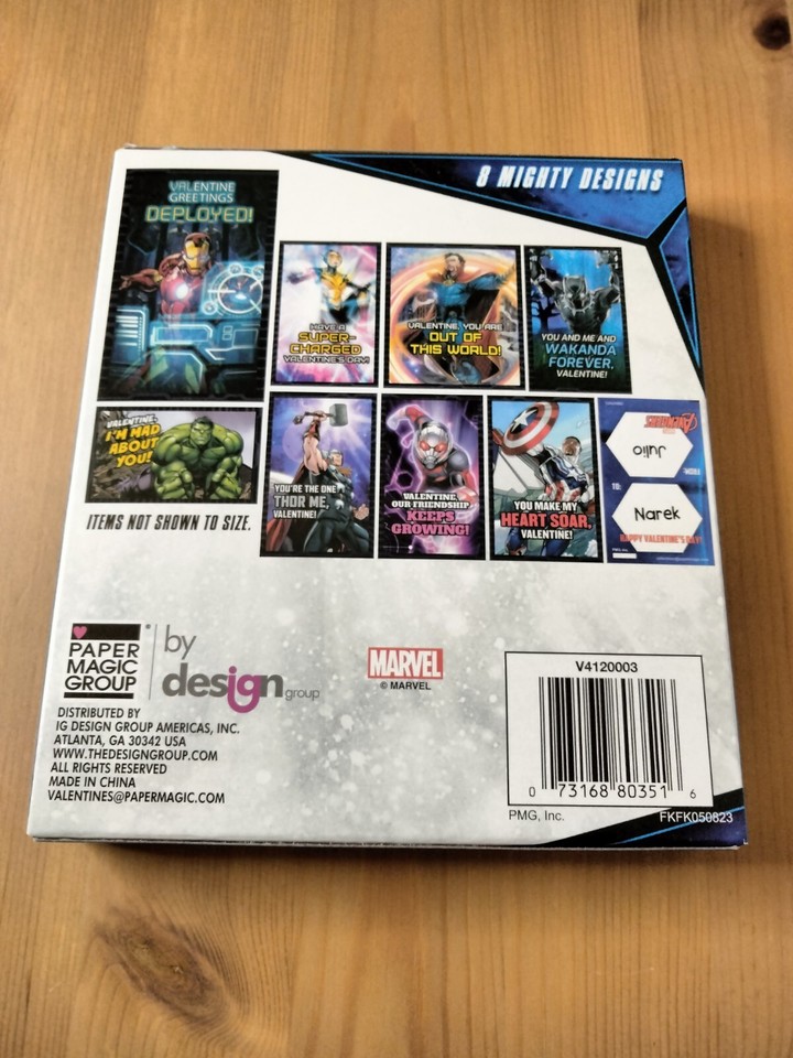 Marvel Avengers Valentines Day Cards 48 Heart Seals Holiday Classroom ...