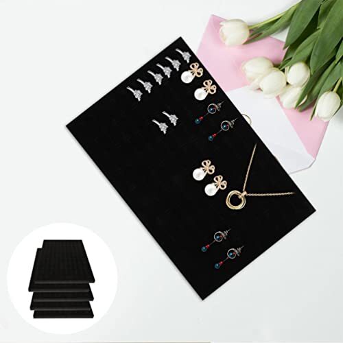5 Pack Black Velvet Ring Display Tray Earring Storage Box Liners Foam ...