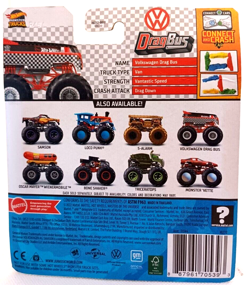 Hot Wheels Volkswagen Drag Bus - Red with Checkers - Monster Truck | eBay