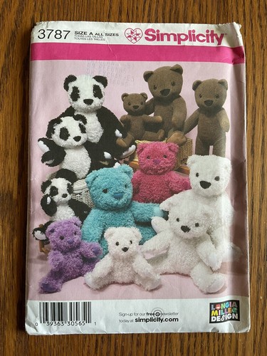 Bears TEDDY PANDA 18", 25”, 30” Simplicity Craft 3787 Pattern UNCUT | eBay