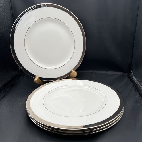 4 Lenox Classics Collection Jewel Platinum 11" DINNER PLATES Fine Bone ...