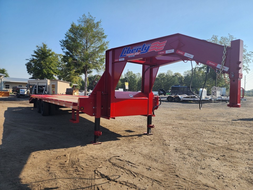 30 ft flatbed trailer gooseneck equipment hauler mega ramps 25+5 10 ton ...