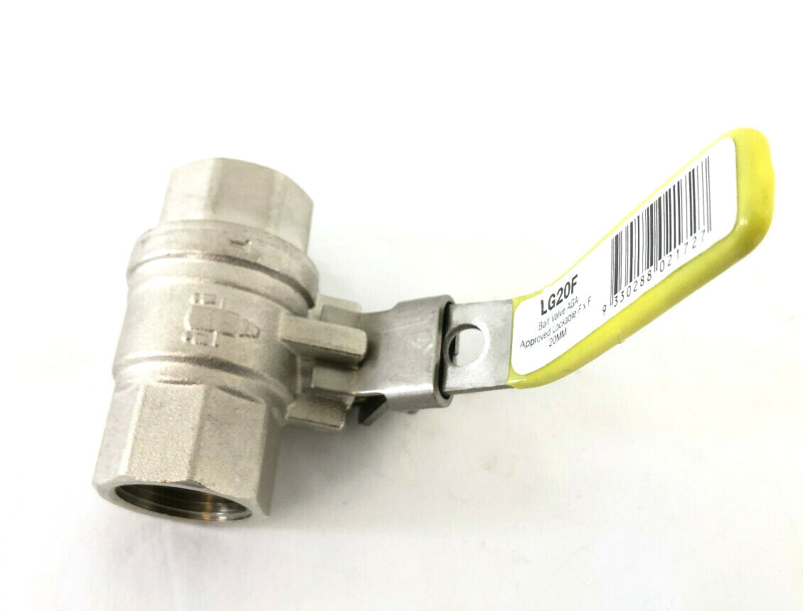 AW AGA Approved Lockable Lever Handle 20mm 3/4" Female Logi Gas Ball ...