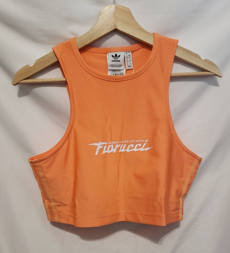 ADIDAS Fiorucci Cropped Tank Women Large Semi Coral Athletic Wide Arm ...