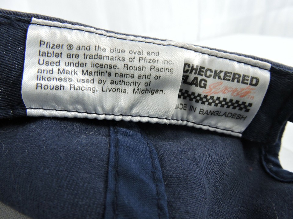 Pfizer Racing Team Ball Cap Blue Trucker Hat Snap Back 6 Mark Martin ...