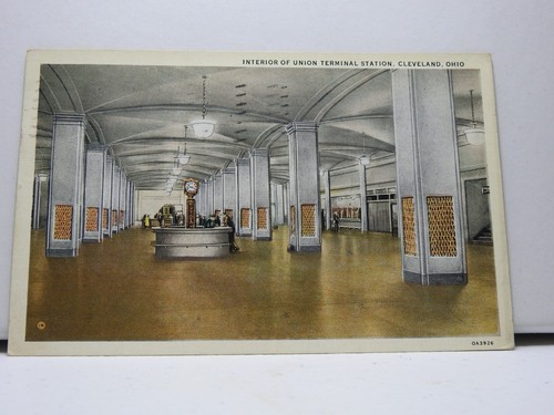 White Border Postcard Interior Union Terminal Station Cleveland O ...