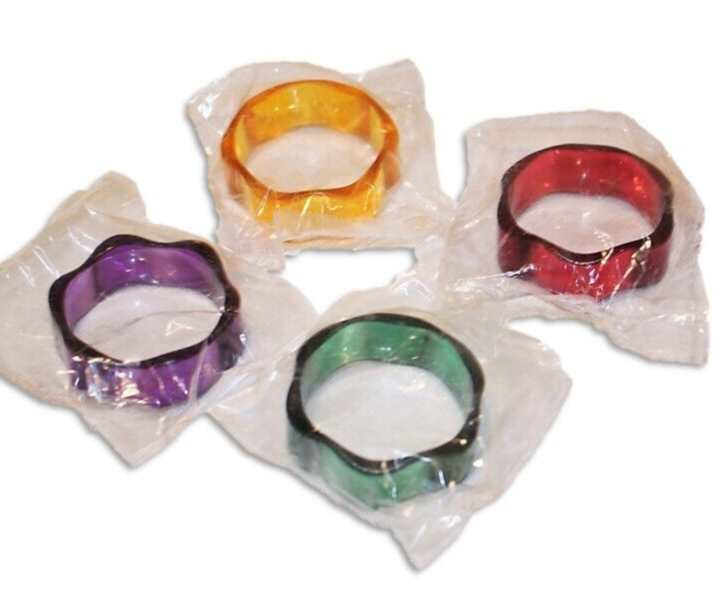 Tupperware 4 Napkin Rings Sheerly Elegant Set Jewel Tone Red Purple ...