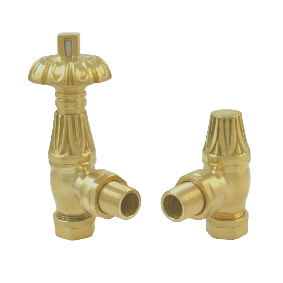 Traditional Westminster Thermostatic TRV Angled Radiator Rad Valves 1/2 ...