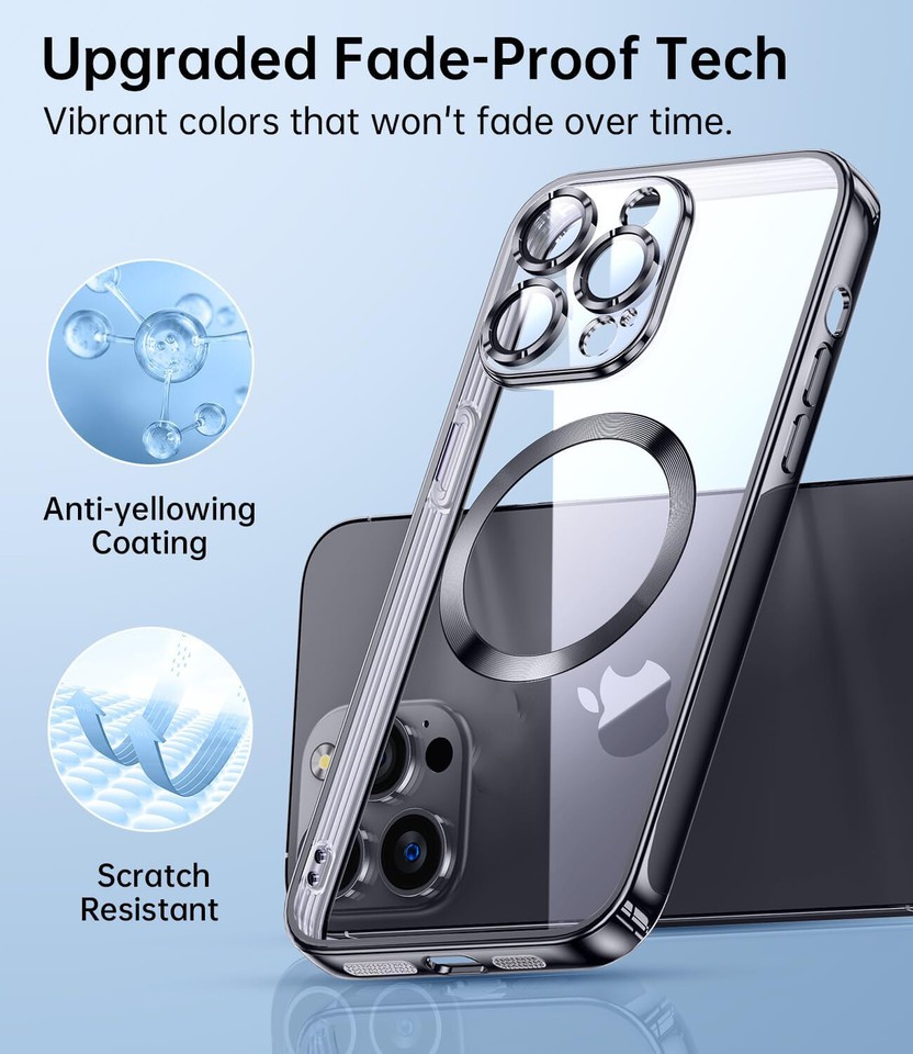 For Apple iPhone 16 15 14 13 12 11 Pro Max Clear Case Slim Plating Mag ...