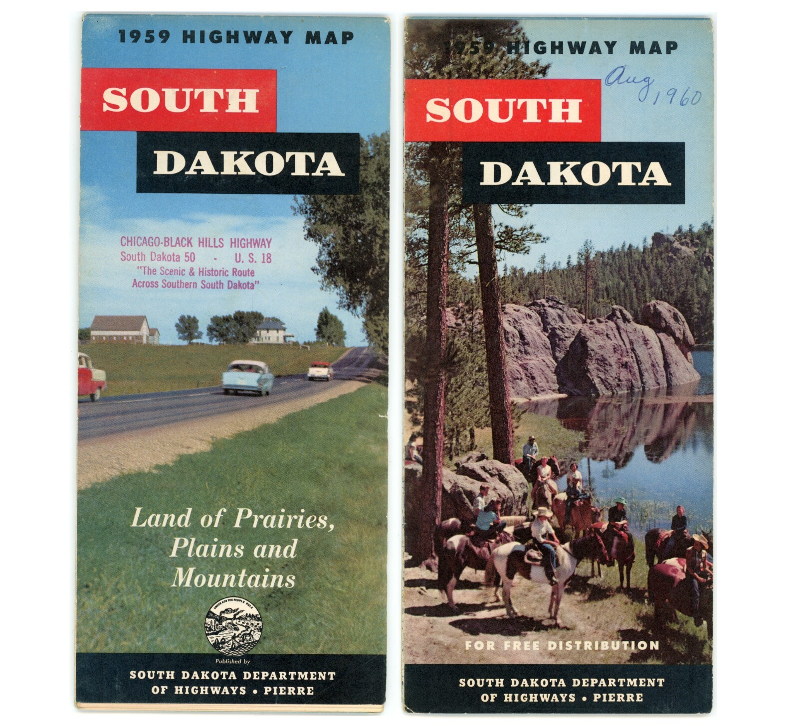 Vintage 1959 South Dakota Official Road Map – State Highway Dept ...