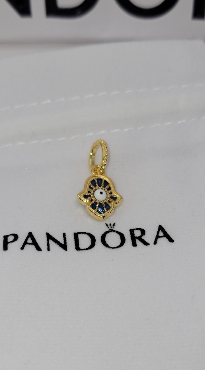 Authentic PANDORA Opalescent Blue Hamsa Hand Dangle Charm 762699C01 | eBay