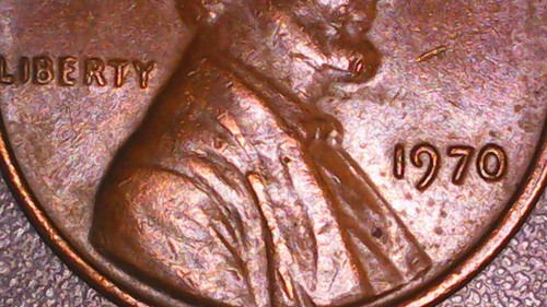 1970 Lincoln Penny No Mint Mark Large Date Error Coin Red Tone Rare DDO ...