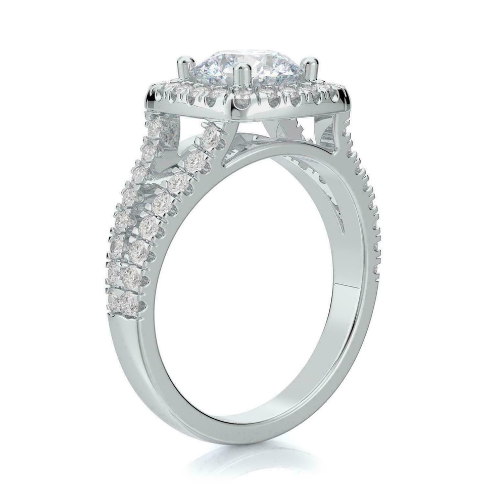 Solid 935 Silver Brilliant Round Cut White Moissanite White Gold FN ...