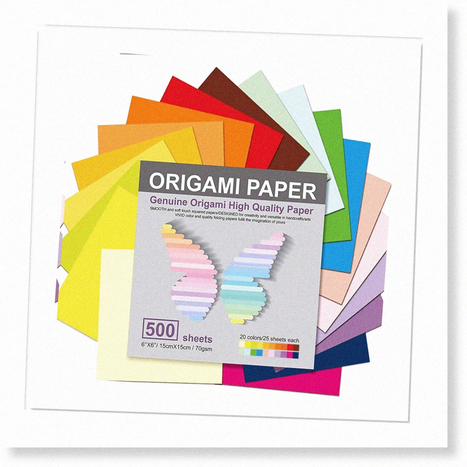 Colorful Origami Paper Set - 500 Sheets of 6 Inch Square Sheets in 20 ...