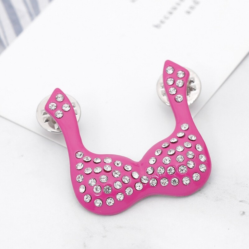 Nice Bra Pins Decorations Pink Ribbon Lapel Pin Enamel Brooch for DIY ...
