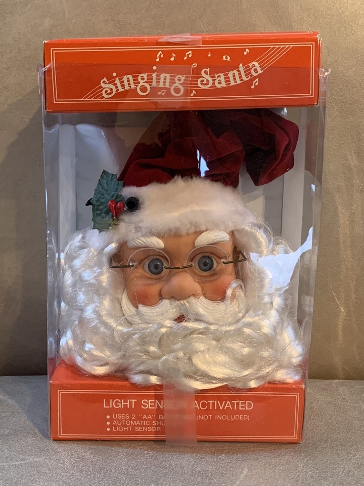 Vintage Christmas Singing Santa Head 90s Light Sensor. | eBay