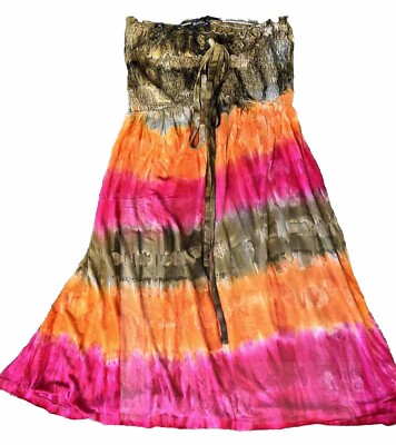 Raviya Tube Top Dress Swim Suit Coverup Sundress Tie-Dye Rayon Womens ...