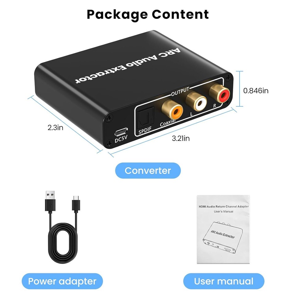 HDMI ARC Adapter 192KHz to ARC Audio Extractor Digital Optical SPDIF ...