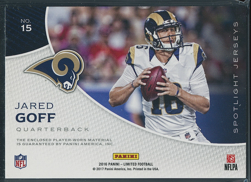 Jared Goff 2016 Panini Limited Patch Jersey RC 14/25 | eBay