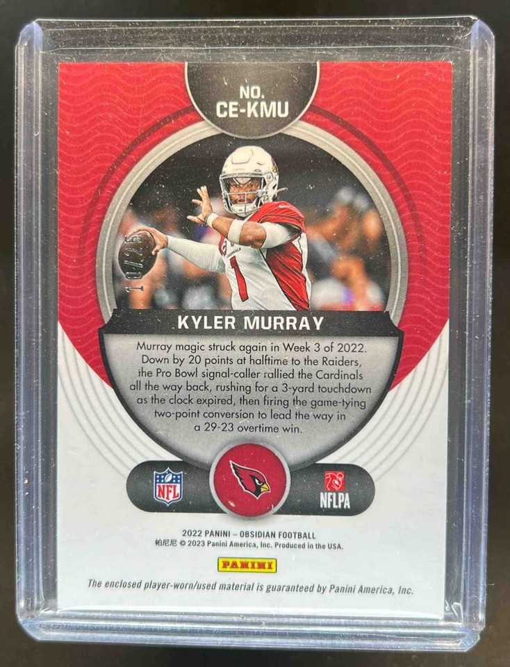 2022 Obsidian Kyler Murray Cutting Edge Patch Electric Etch Yellow #10/ ...