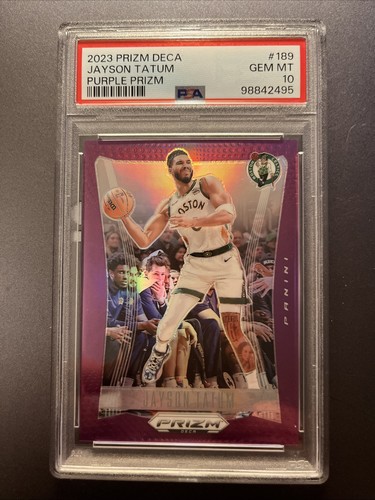 2023 PANINI PRIZM DECA PURPLE PRIZM #189 JAYSON TATUM 46/99 PSA 10 | eBay