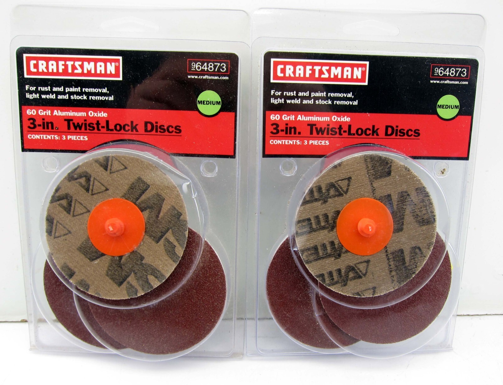 NEW Lot 2 Craftsman 964873 3” Twist Lock Discs 60 Grit 3 Pieces Per ...