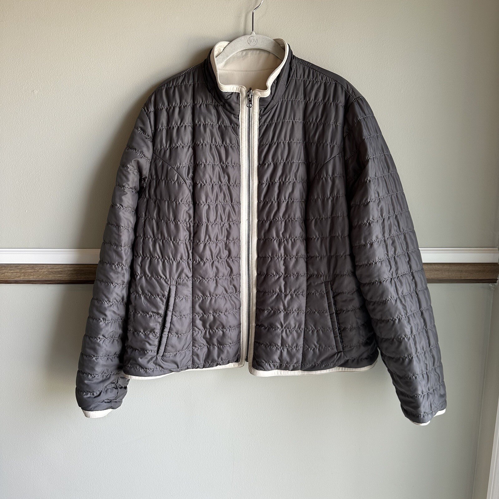 Overland Cream Gray Reversible Lambskin Jacket Leathe… - Gem