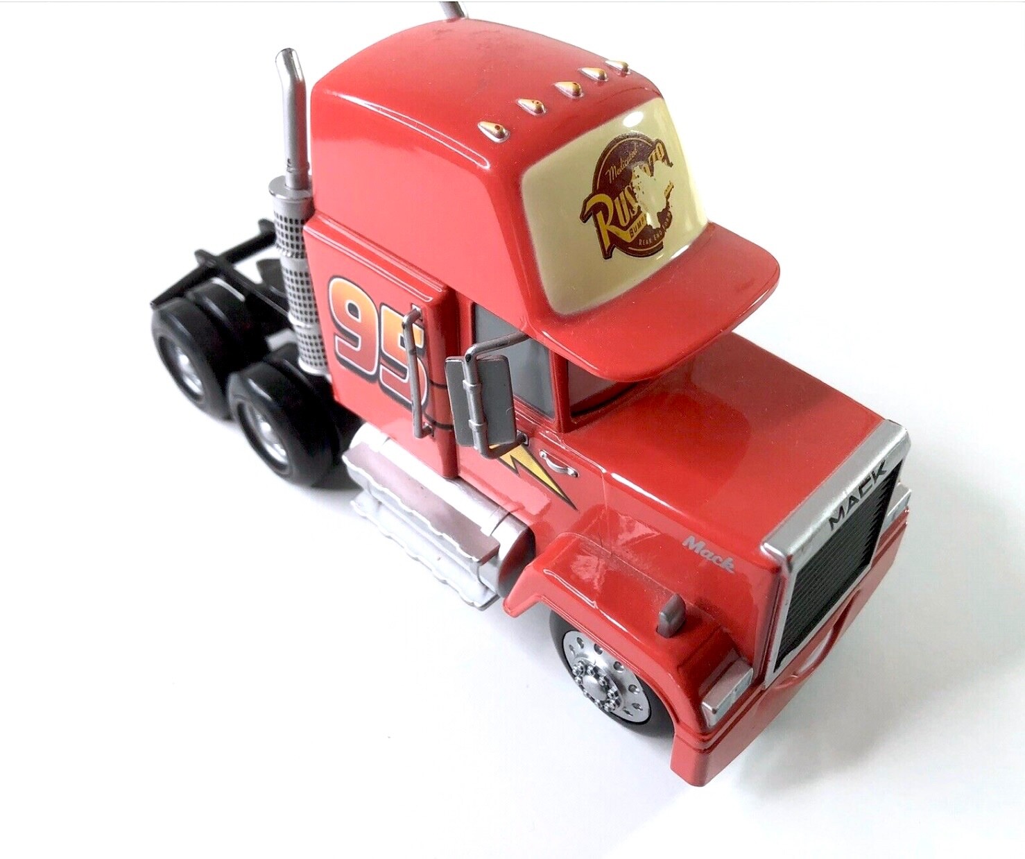 Disney Pixar CARS Die Cast Truck Mack Rust-eze #95 Cab Truck Hauler ...