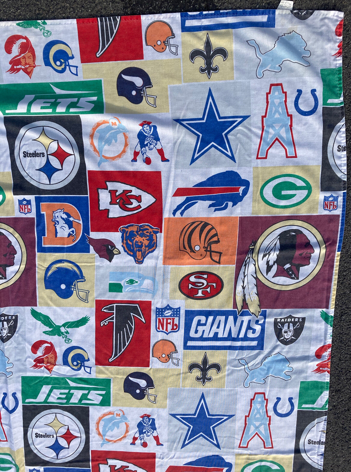 RARE VINTAGE NFL Football 60's 70's Logos Sheet Fabri… - Gem