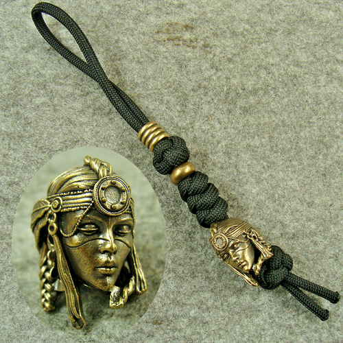 Hand weave 550 Paracord Brass " Female Warrior " Knife Lanyard Bead ...