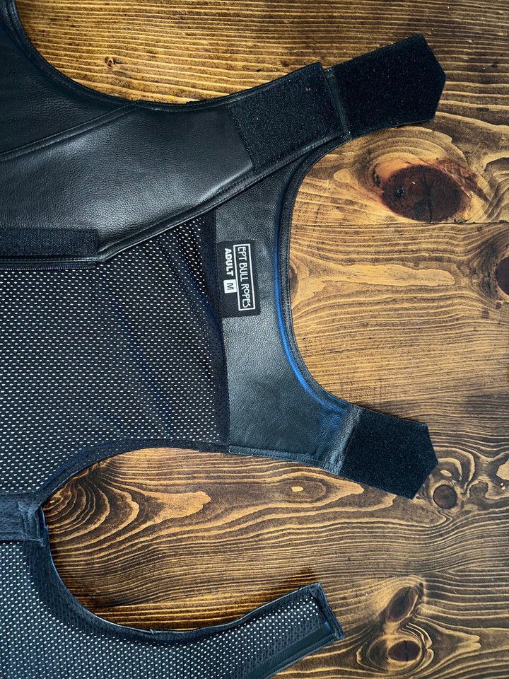 EPT Leather Bull Riding Vest - Black Leather EPT Brand - Adult Large | eBay