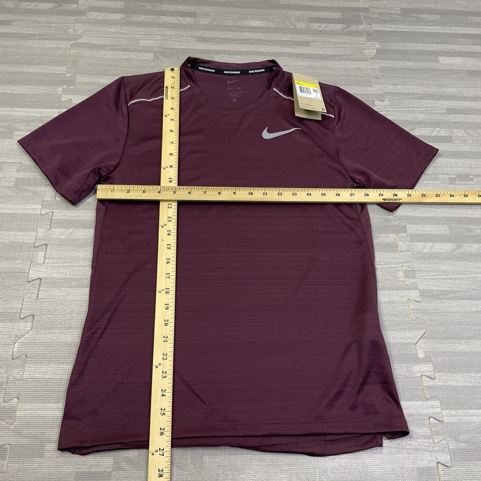 Nike Dri-Fit Miller Training Running T-Shirt Mens S Maroon AJ756 ...